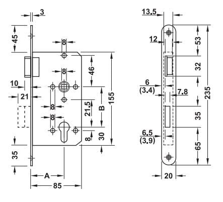Hafele H55.10 Barelli Tip Gömme Kapı Kilidi Paslanmaz Çelik 55/20/72mm ...